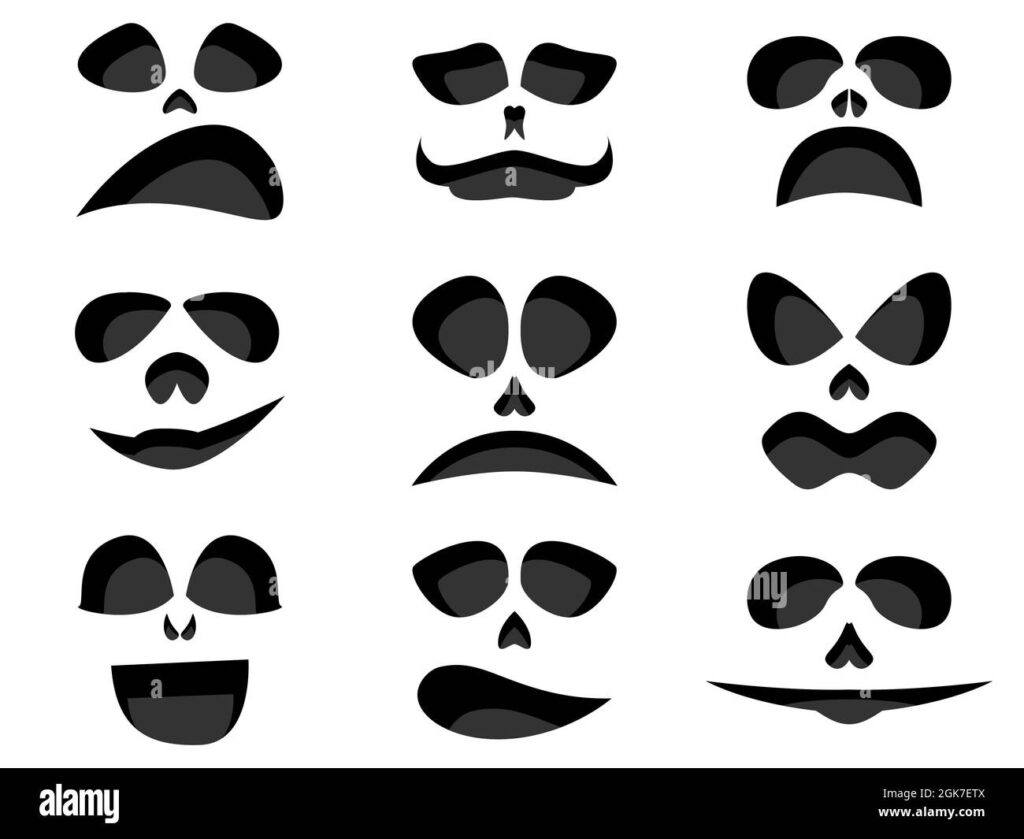 Scary Faces Set Isolated On White Background. Halloween Pumpkin ...